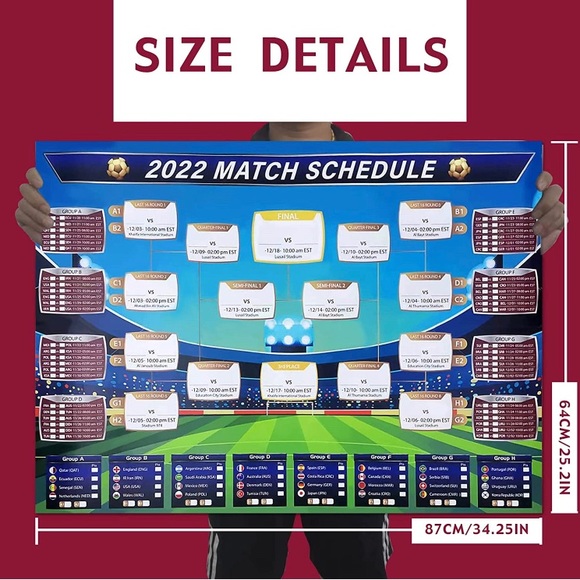 Other | Qtr World Soccer World Cup Schedule Poster Game Wall Chart ...